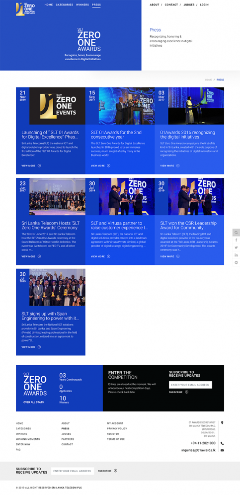 01 Awards | Développement d'application Web Portfolio | LAYOUTindex